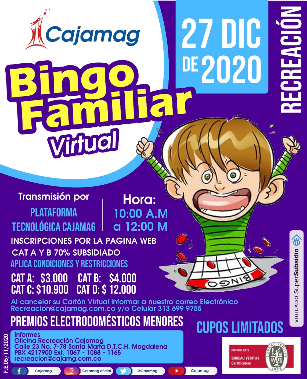 Recreación Cajamag - BINGO FAMILIAR VIRTUAL - Cajamag
