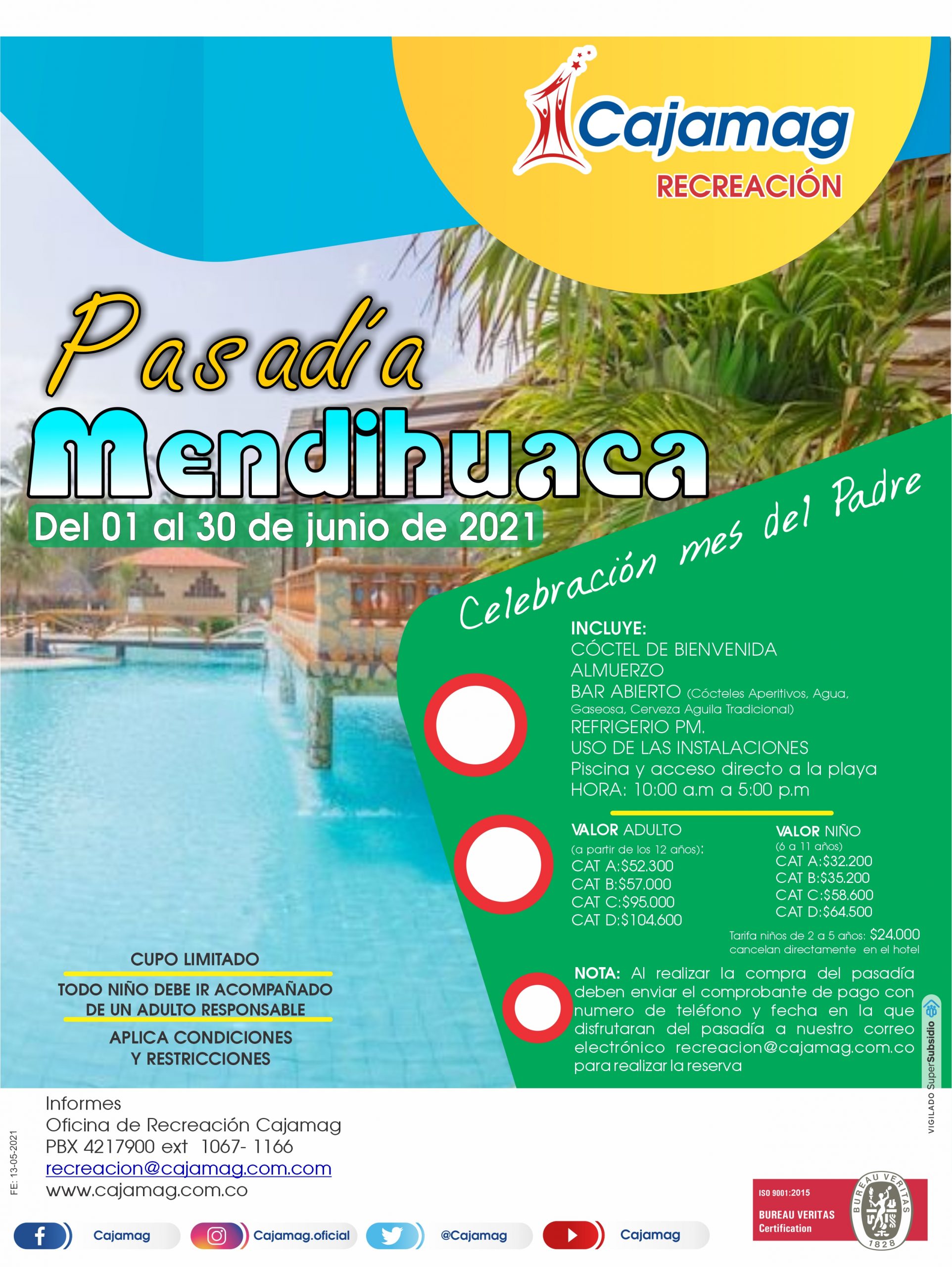 Pasadía a Mendihuaca - 'Día del Padre' - Cajamag