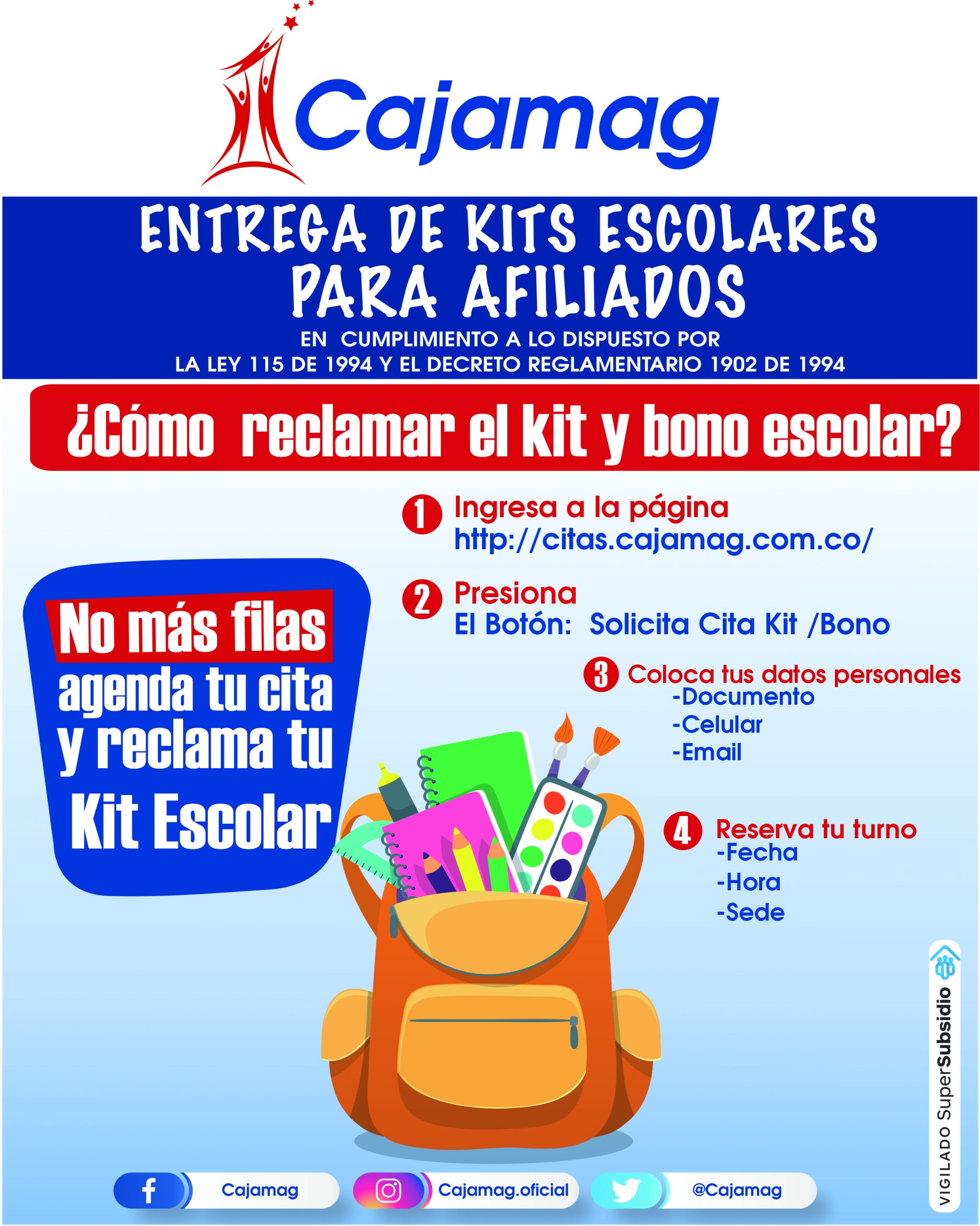 Entrega de kits escolares para afiliados - Cajamag