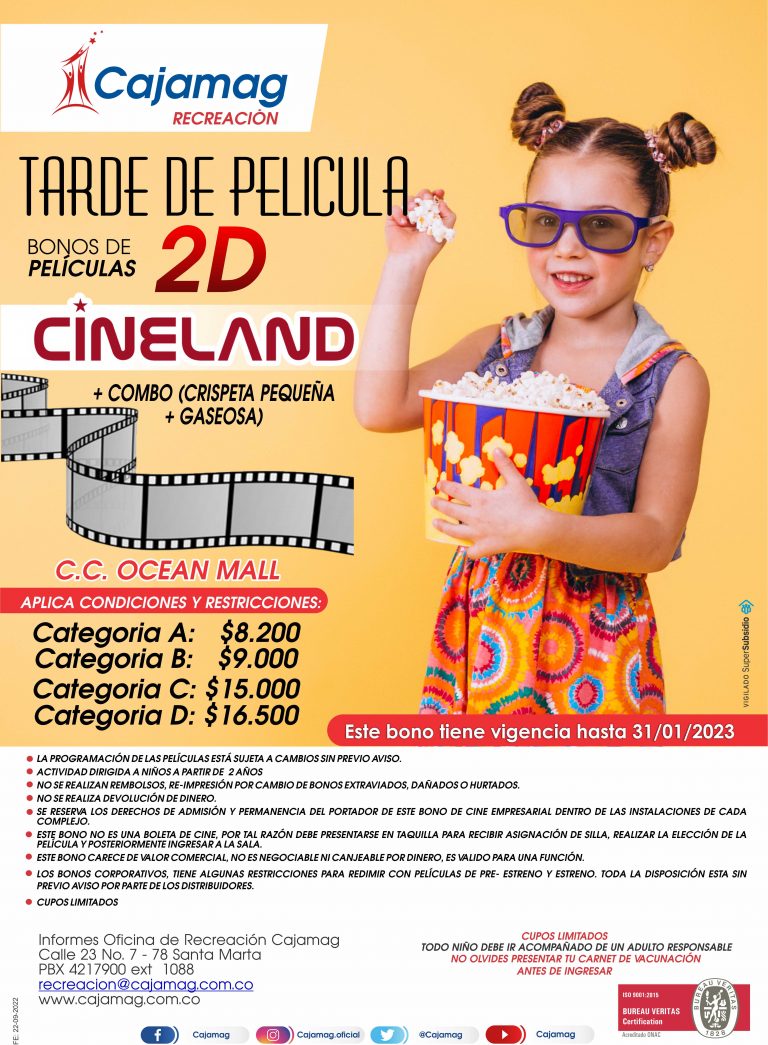 RECREACION CAJAMAG - TARDE DE PELÍCULA 2D CINELAND - Cajamag